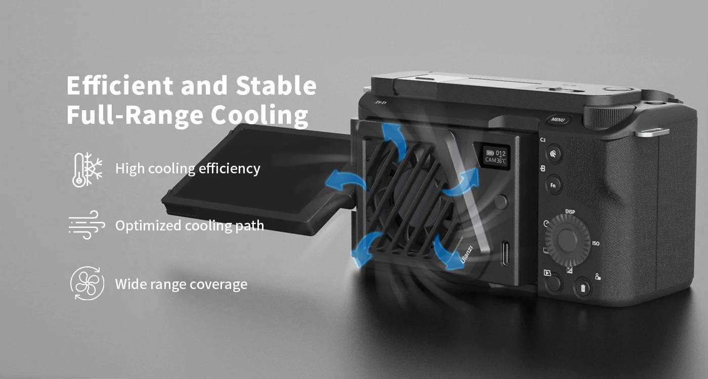 Ulanzi CA25 Camera Cooling Fan for Sony ZV-E1 A7M4 A6400/ Canon R8 R7 R6 / FUJIFILM XS-20 XT4 ...