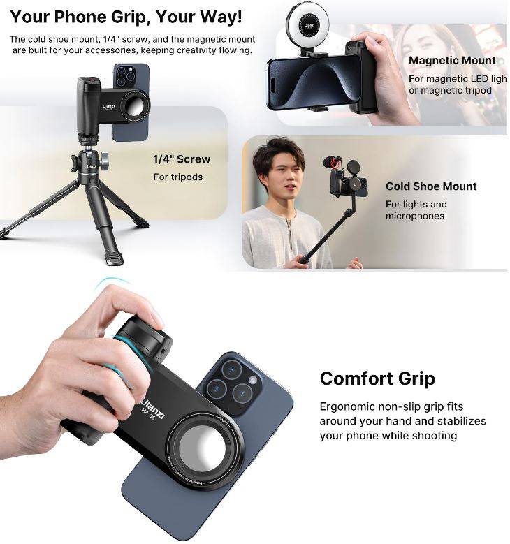Ulanzi MA35 MagSafe Bluetooth Smartphone Camera Shutter and Grip ...
