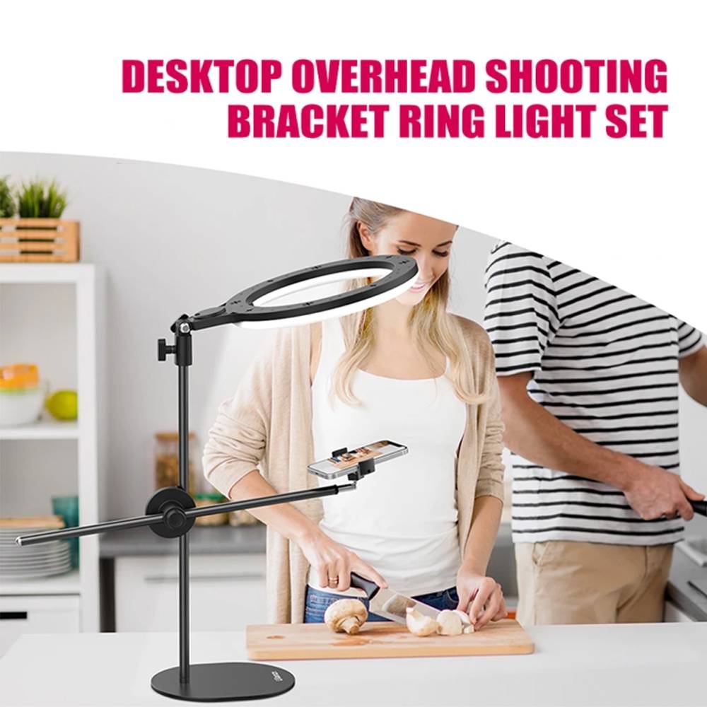 Ulanzi T1 Desktop Overhead Shooting Bracket Ring Light Set with Monopod ...