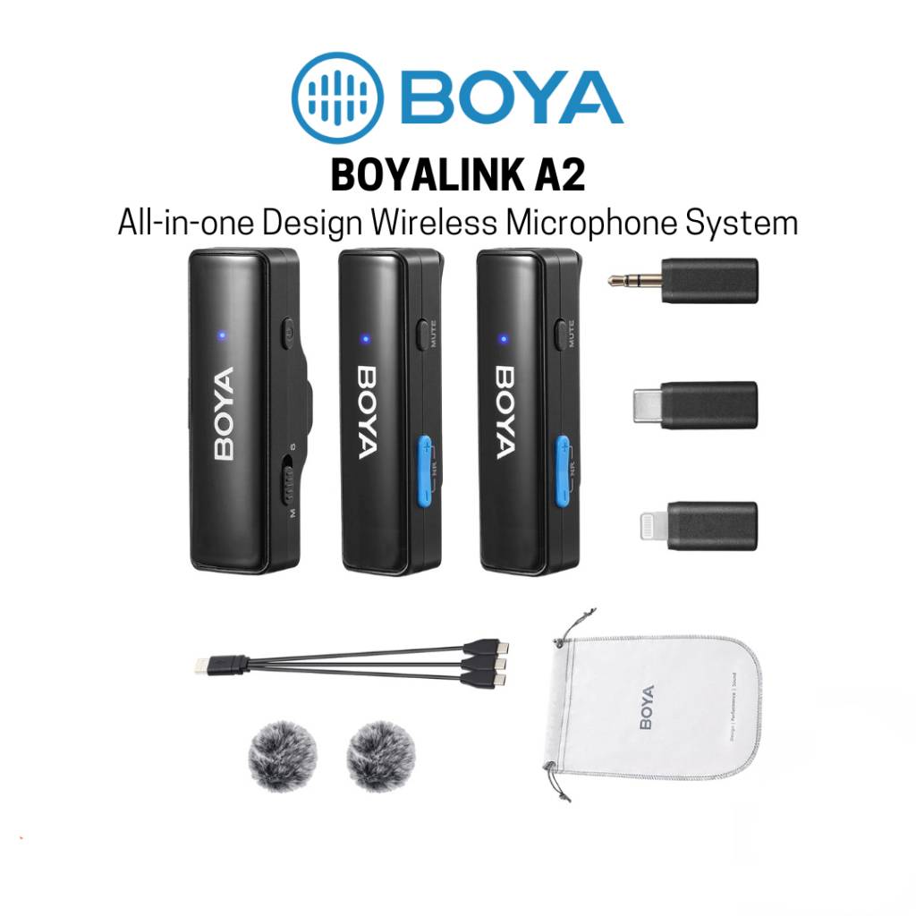 BOYA BOYALINK A2 All-in-one Design Dual Wireless Microphone System ...