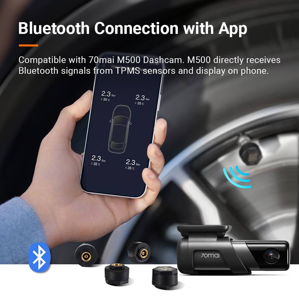70mai M500 TPMS External Tyres Pressure Sensor with App Control ...