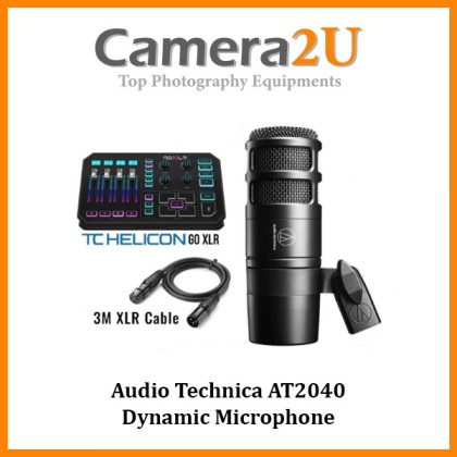 Audio Technica AT2040 Dynamic Microphone with TC-Helicon Go XLR Mixer ...
