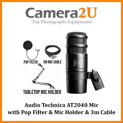 Audio Technica AT2040 Mic with Pop Filter & Mic Holder & 3m Cable ...