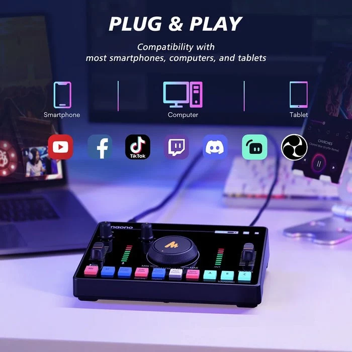 Maono AMC2 NEO Streaming Audio Mixer Audio Interface with Pro-preamp ...