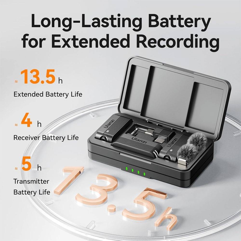 Ulanzi A100 Wireless Lavalier Microphone Lapel Mic for Camera and Phone ...