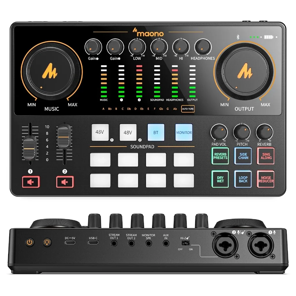Maono AME2 Gen2 E2GEN2 Podcast Mixer Audio Interface Sound Card with ...