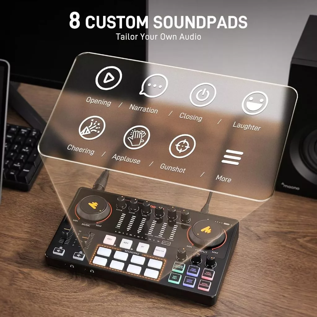 Maono AME2 Gen2 E2GEN2 Podcast Mixer Audio Interface Sound Card with ...