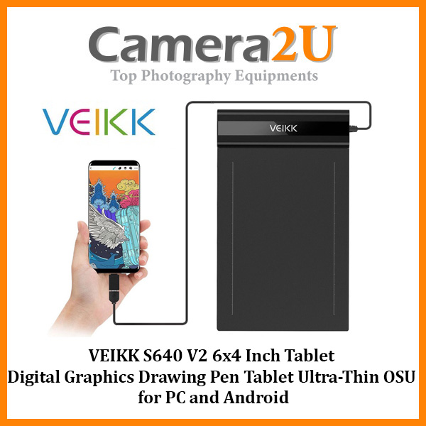 VEIKK S640 V2 6x4 Inch Tablet Digital Graphics Drawing Pen Tablet Ultra ...
