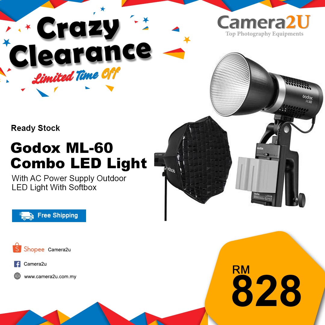 Godox ML60 ML-60 60W Combo LED Light with AC Power Supply Outdoor LED ...