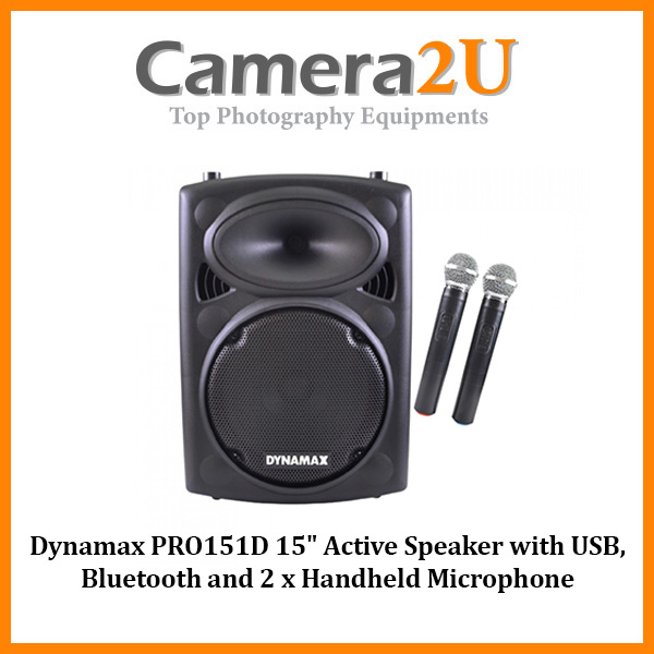 Dynamax PRO151D 15" Active Speaker with USB, Bluetooth and 2 x Handheld ...