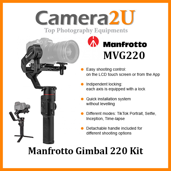 Manfrotto MVG220 Professional 3-Axis Stabilized Handheld Gimbal 220 Kit ...