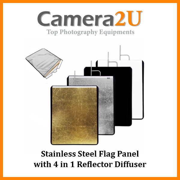 Stainless Steel Flag Panel with 4 in 1 Reflector Diffuser Cloth For ...