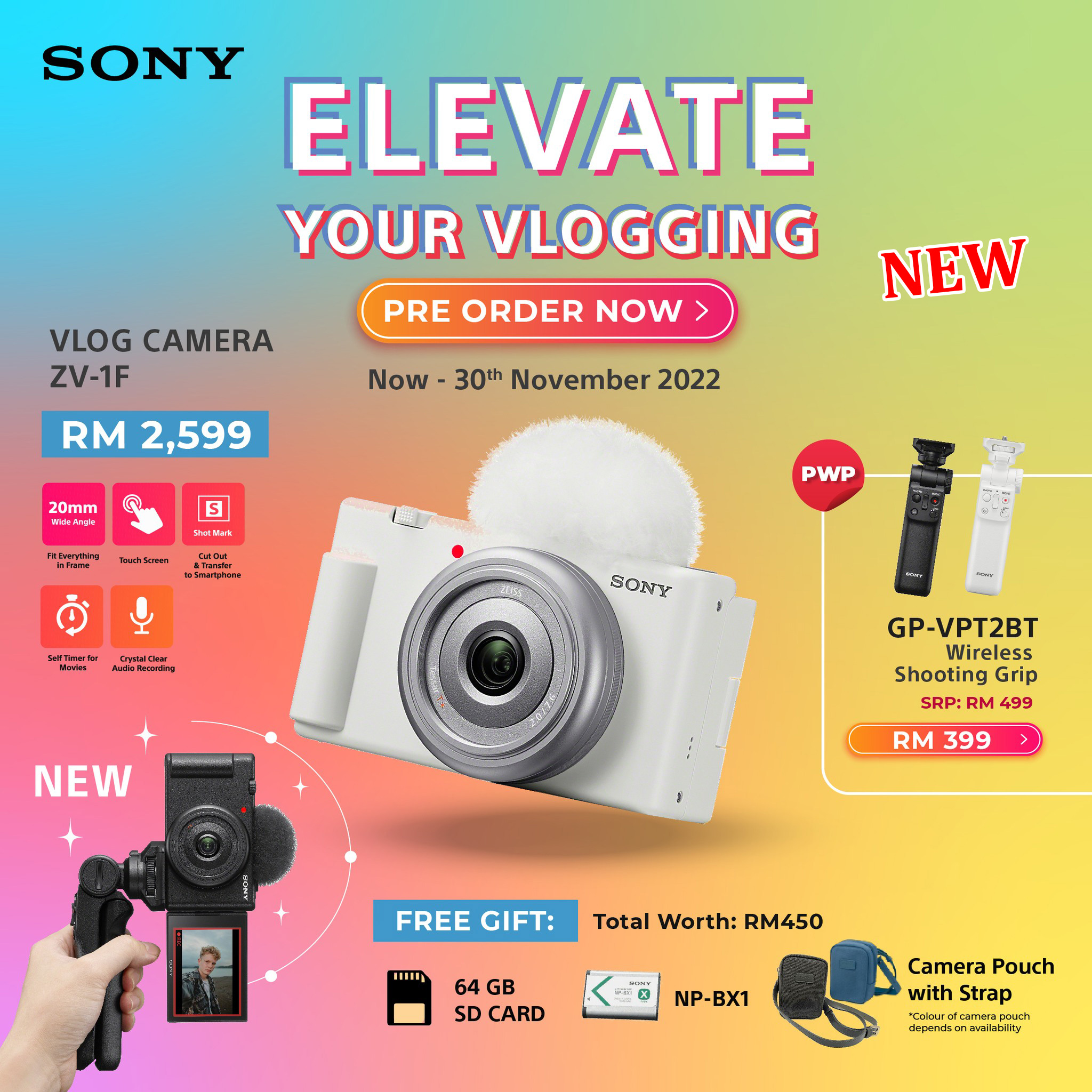 Sony ZV-1F Vlogging Camera +64GB | Camera2u Malaysia Top Camera Equipments Store