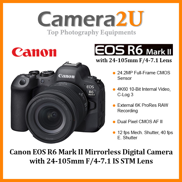 Canon EOS R6 Mark II MK2 Mirrorless Digital Camera with 24-105mm F/4-7. ...