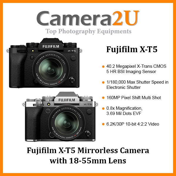 Fujifilm X-T5 XT-5 XT5 Mirrorless Camera Body with 18-55mm Lens (MSIA ...