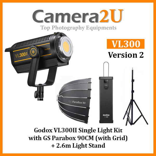 Godox VL300II VL300 Version 2 Single Light Kit with GS Parabox 90CM ...