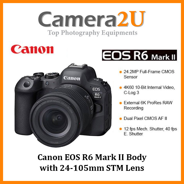 Canon EOS R6 Mark II MK2 Body with 24-105mm STM Lens +Extra Ori Battery ...