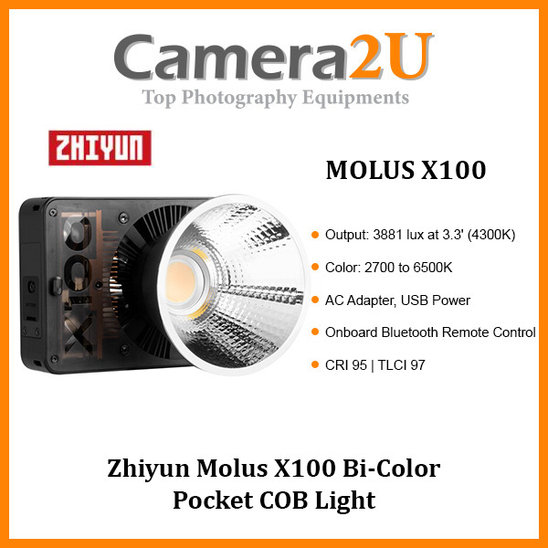 Zhiyun Molus X100 / X100 COMBO / X100 PRO Bi-Color Pocket COB Light | Camera2u Malaysia Top ...