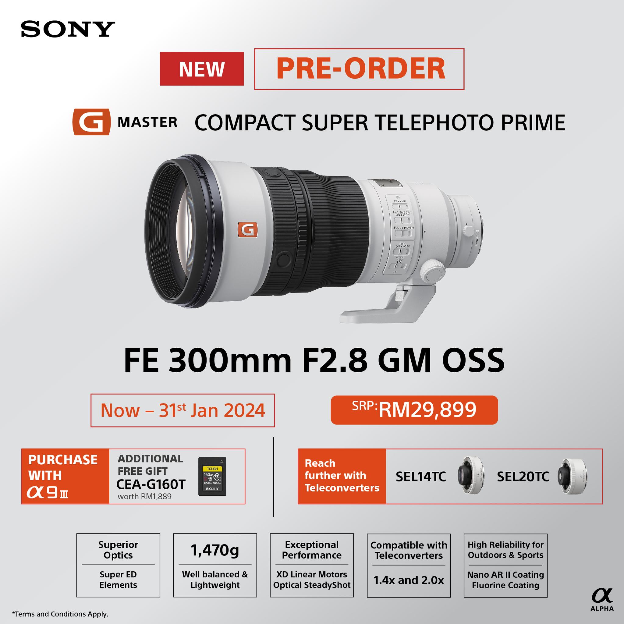 Sony FE 300mm F/2.8 GM OSS Lens SEL300F28GM | Camera2u Malaysia Top Camera Equipments Store